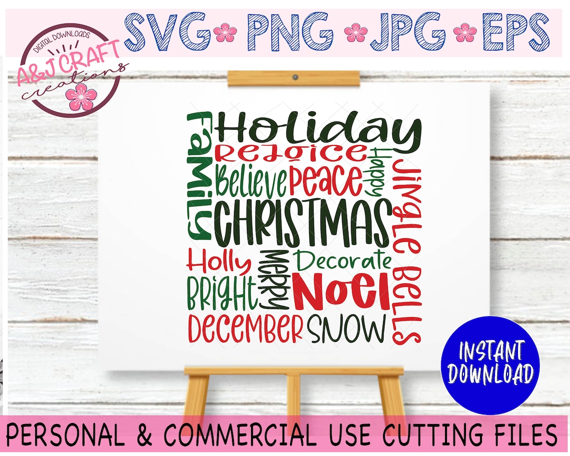 Christmas Subway Art SVG Holiday Sign Svg Festive Word | Etsy