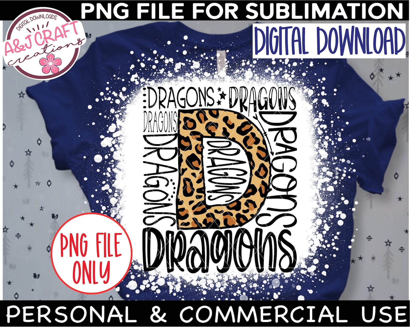 DRAGONS Leopard Print PNG Dragons Sublimation Design Dragons - Etsy