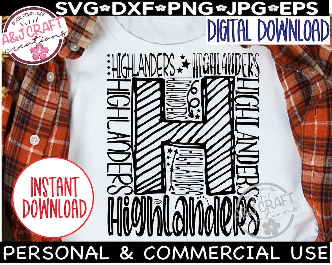 Highlanders Typography SVG, Highlanders Basketball Svg, School Mascot ...