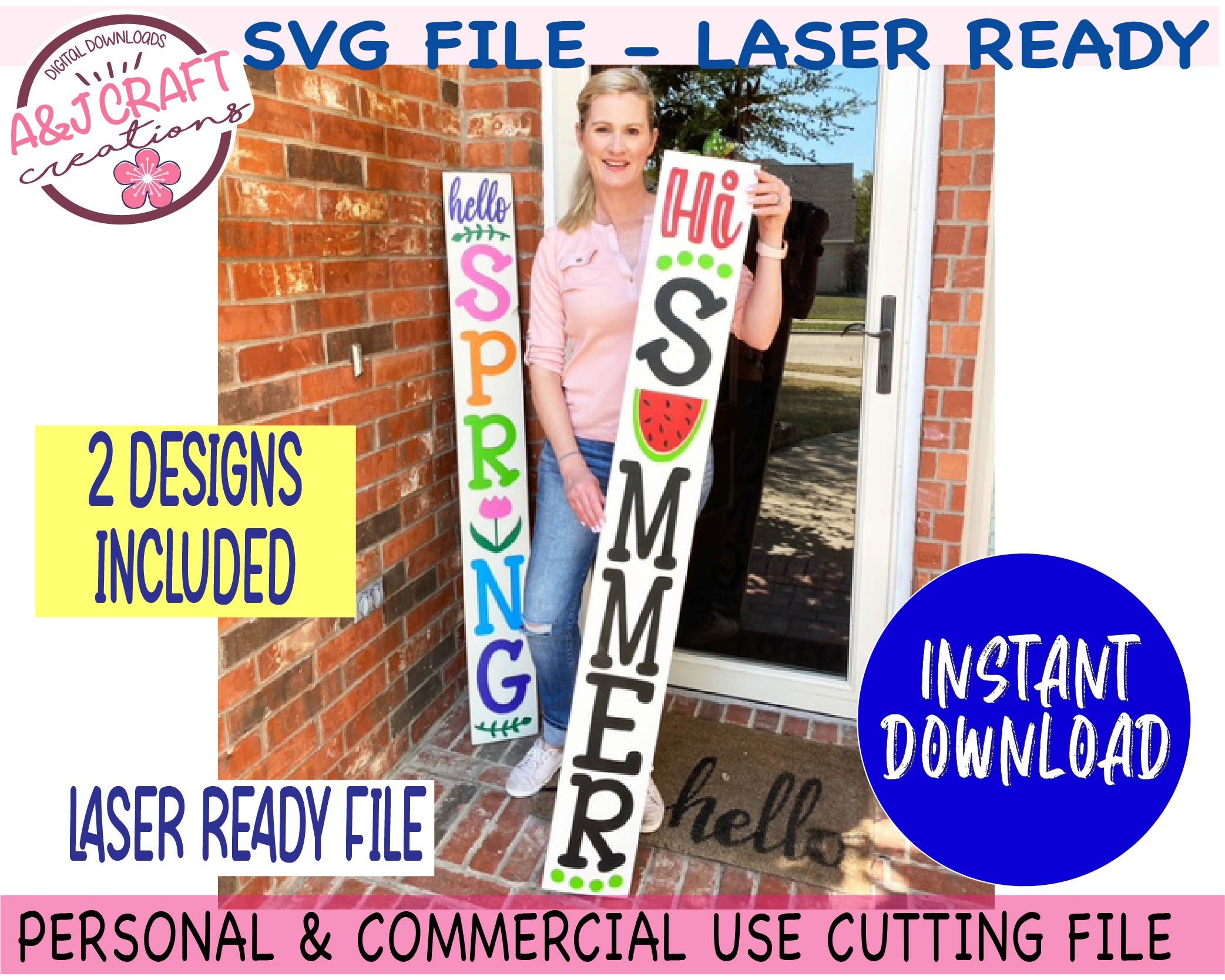 Spring and Summer Porch Signs SVG Digital Download Double | Etsy