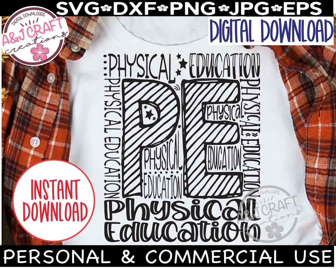 PE Svg, PE Teacher Typography Svg, Physical Education Teacher, PE ...