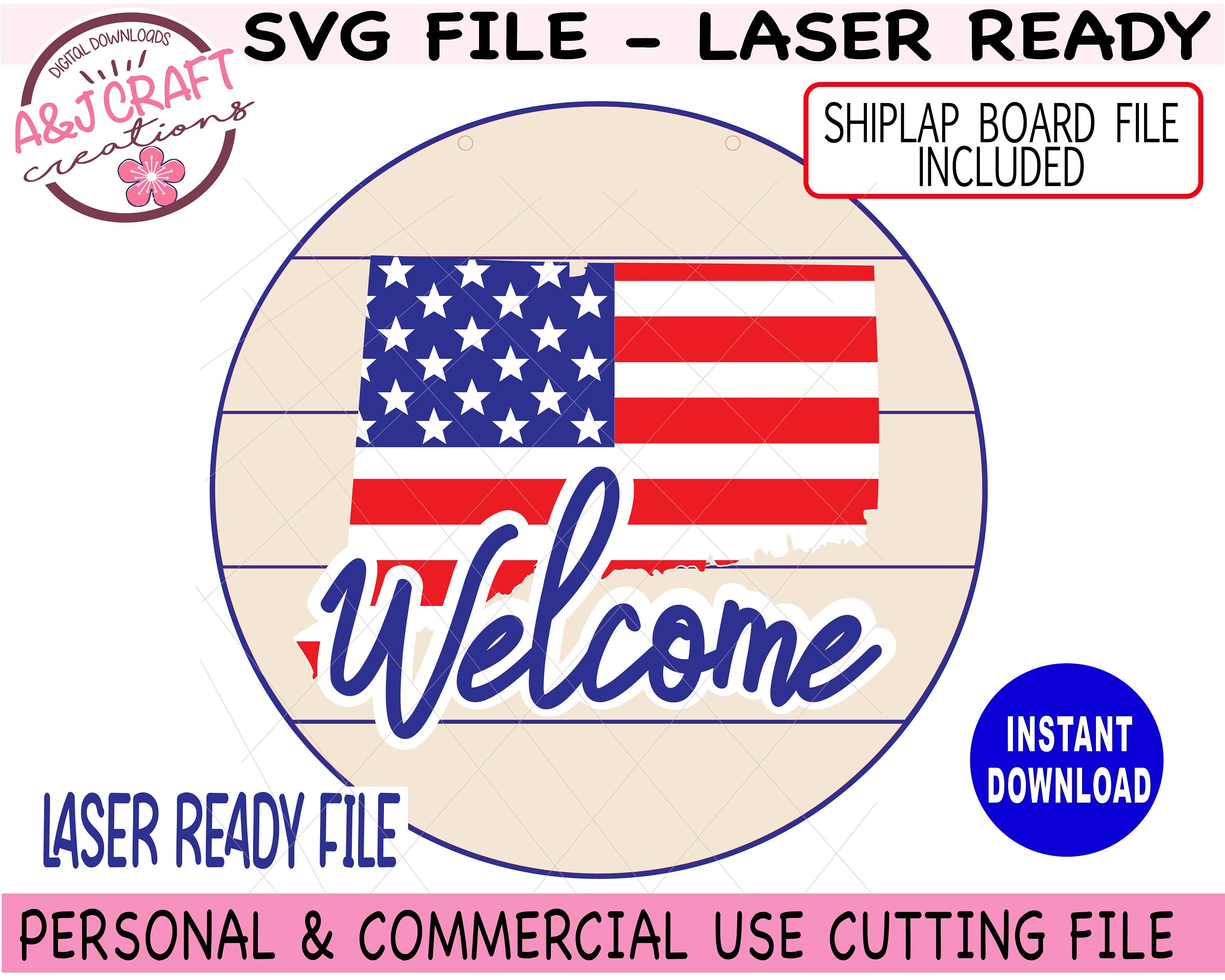 CONNECTICUT Welcome Sign svg Laser Ready Svg Patriotic | Etsy