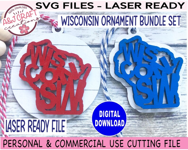 Wisconsin Ornament SVG BUNDLE Laser Ready File Wisconsin - Etsy