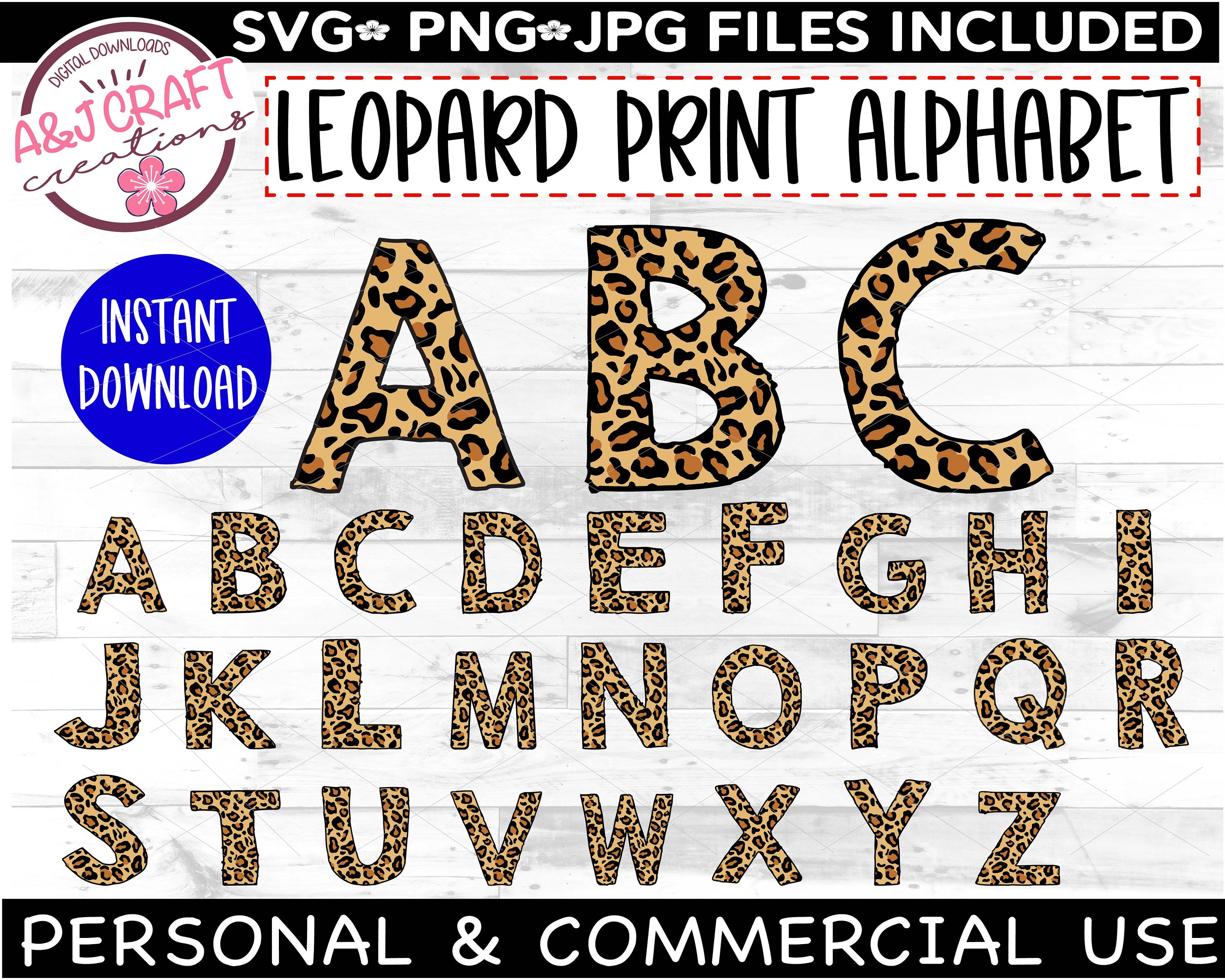Leopard Print Alphabet Png Leopard Print Alphabet Svg - Etsy