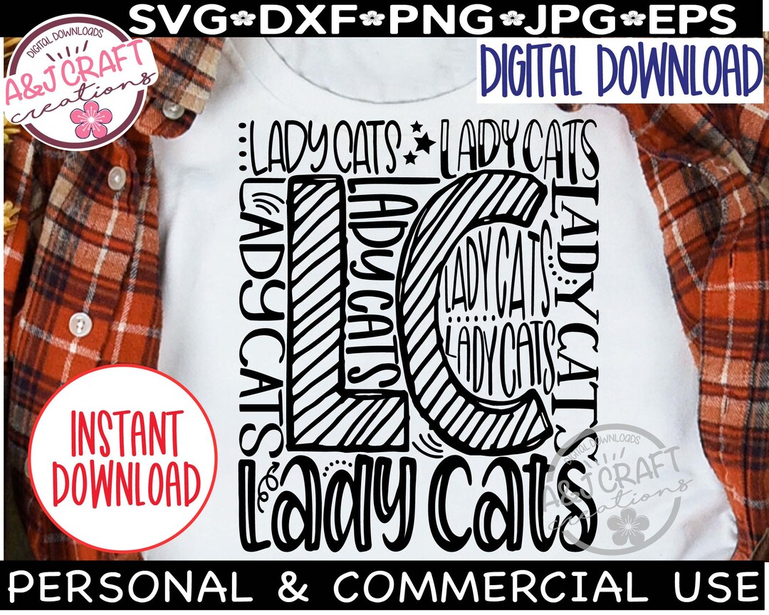 Lady Cats SVG, Lady Cats Typography, Lady Cats Softball, School Spirit ...