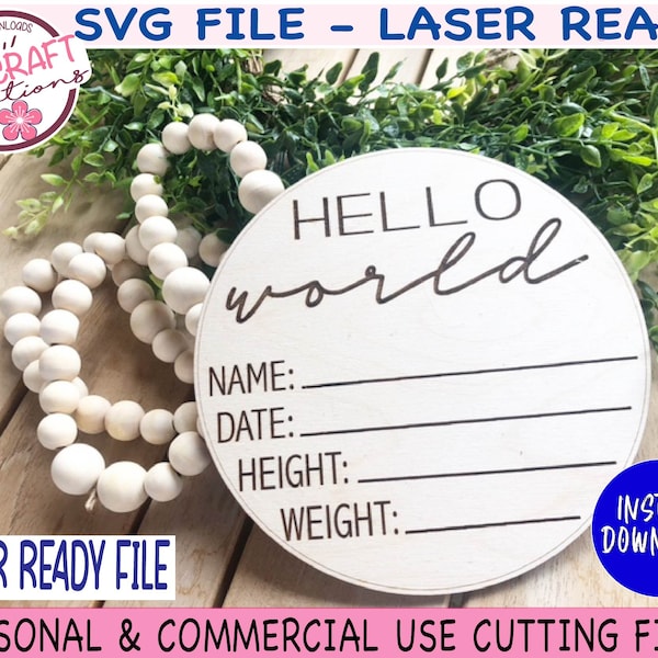 Hello World Laser Svg - Etsy