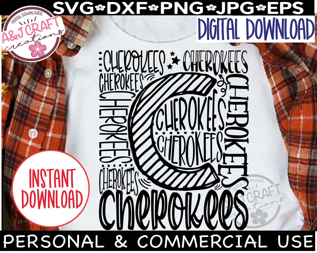 Cherokees Typography SVG, Cherokees Team School Mascot, Cherokees ...