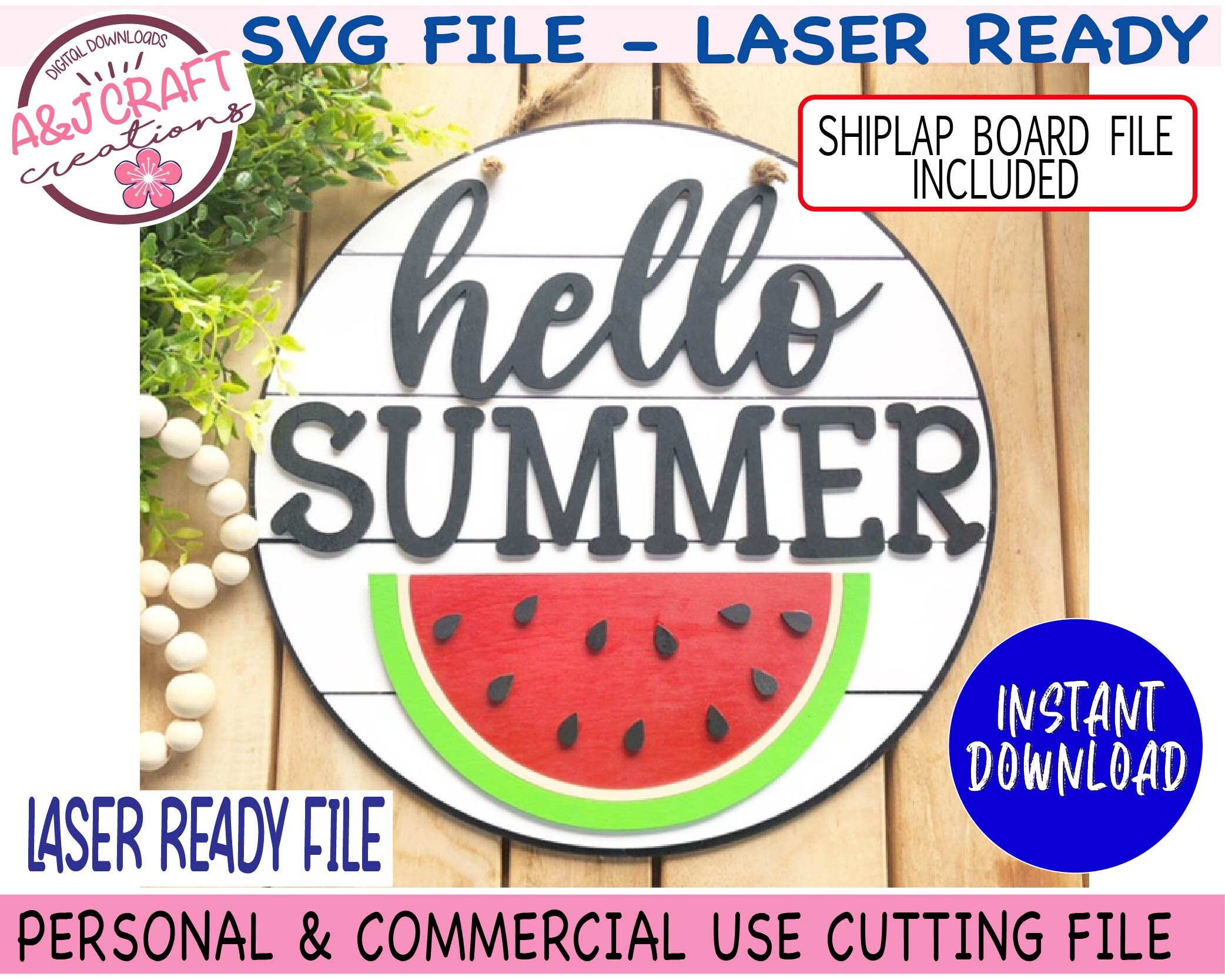 Hello Summer Bundle Svg Hello Summer Watermelon Svg DIGITAL - Etsy