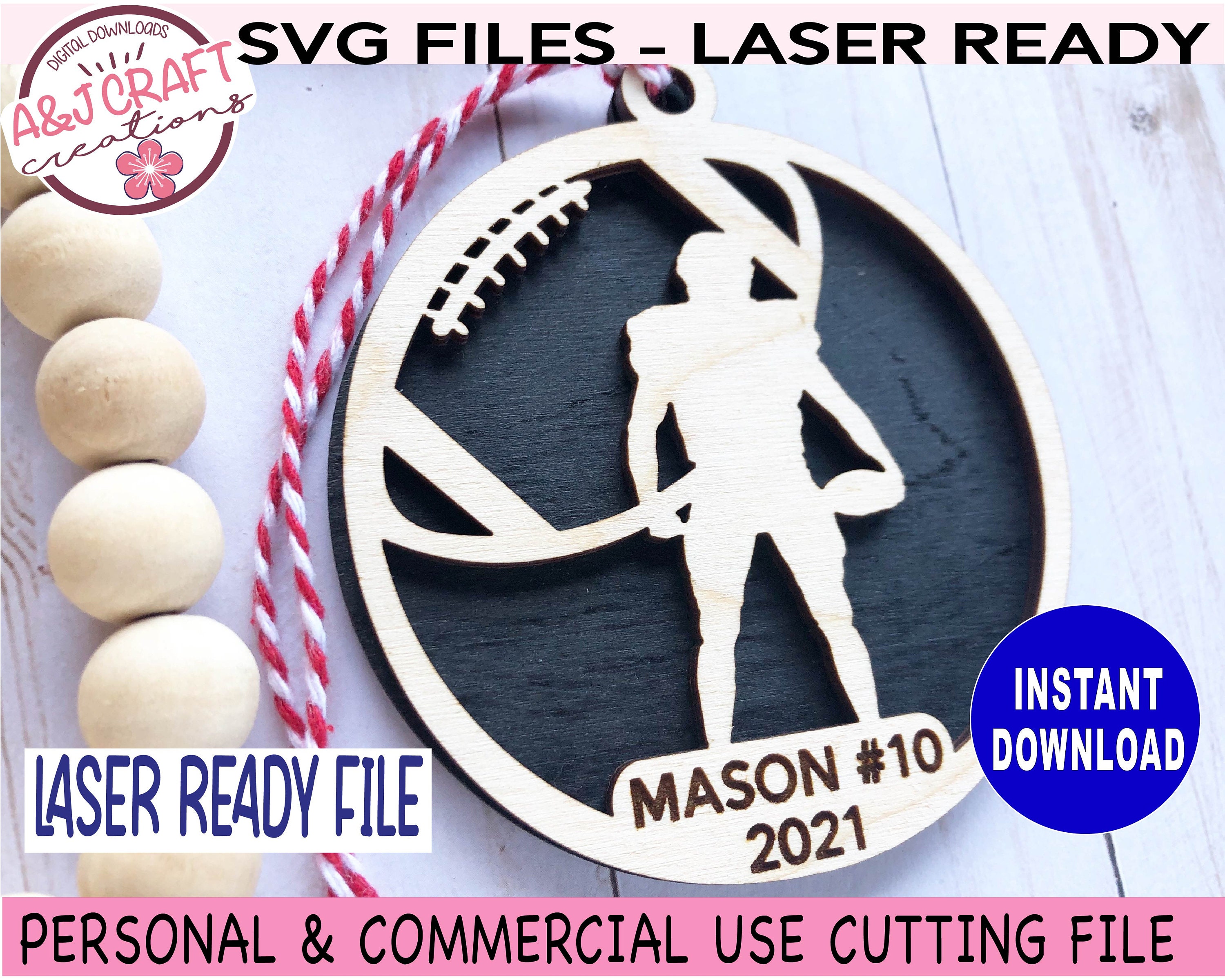 Football Ornament SVG Bundle, Football Ornament Laser File, Football ...