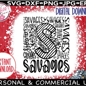 Savages Typography SVG, Savages Football Svg, Savages Team Mascot Svg ...