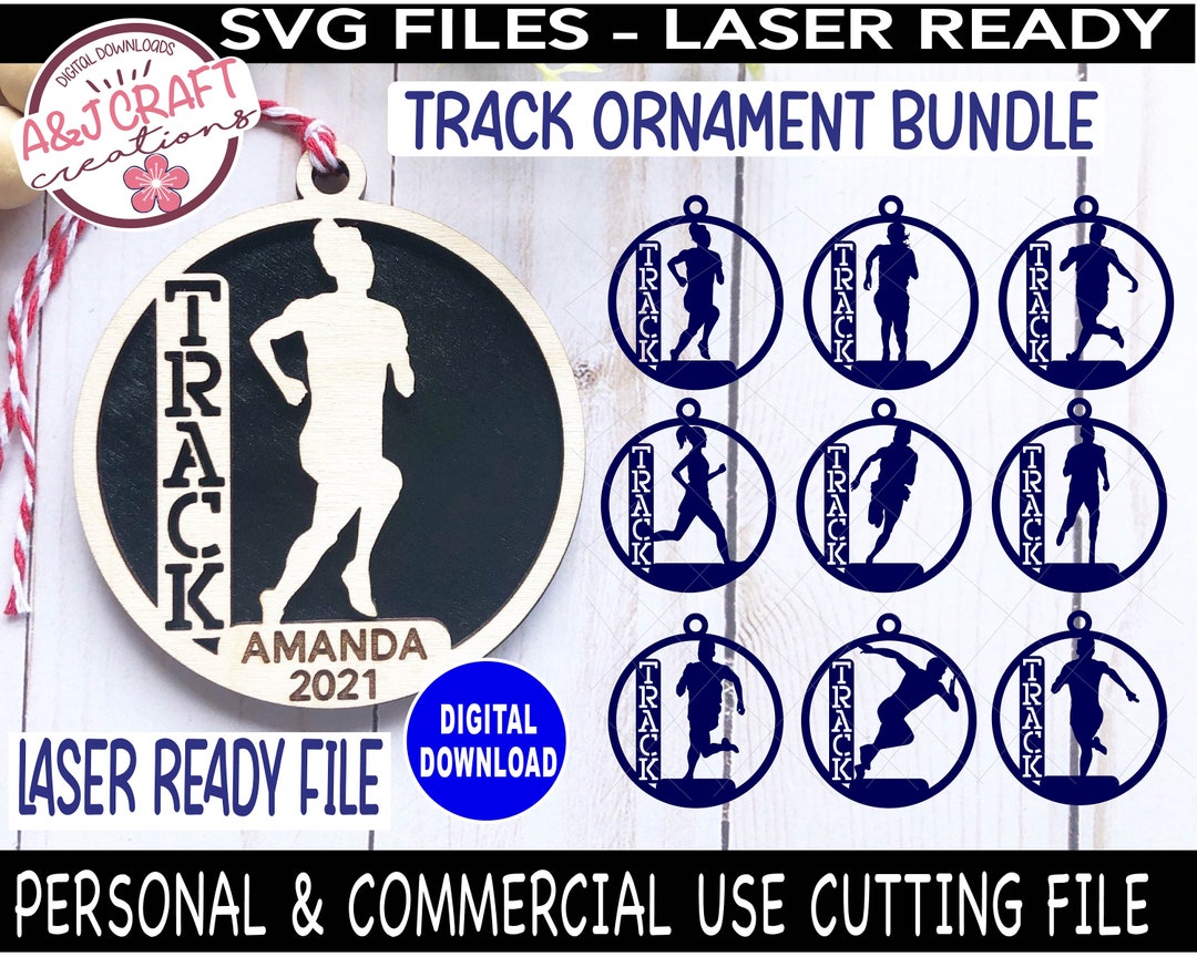Runner Ornament Bundle SVG, Runner Ornament, Track and Field Svg, Laser ...