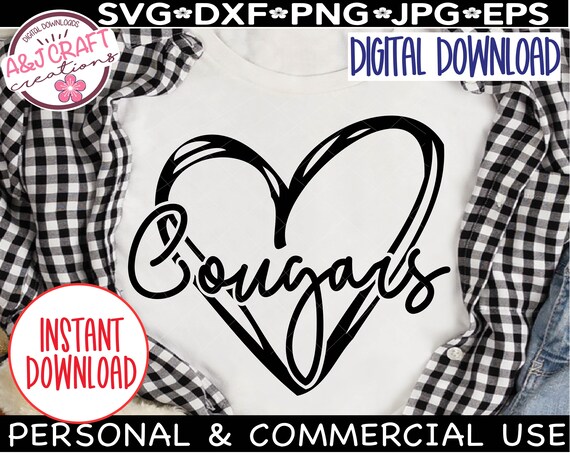 Cougars Heart Svg Cougars SVG Cougars Football Svg Cougars - Etsy