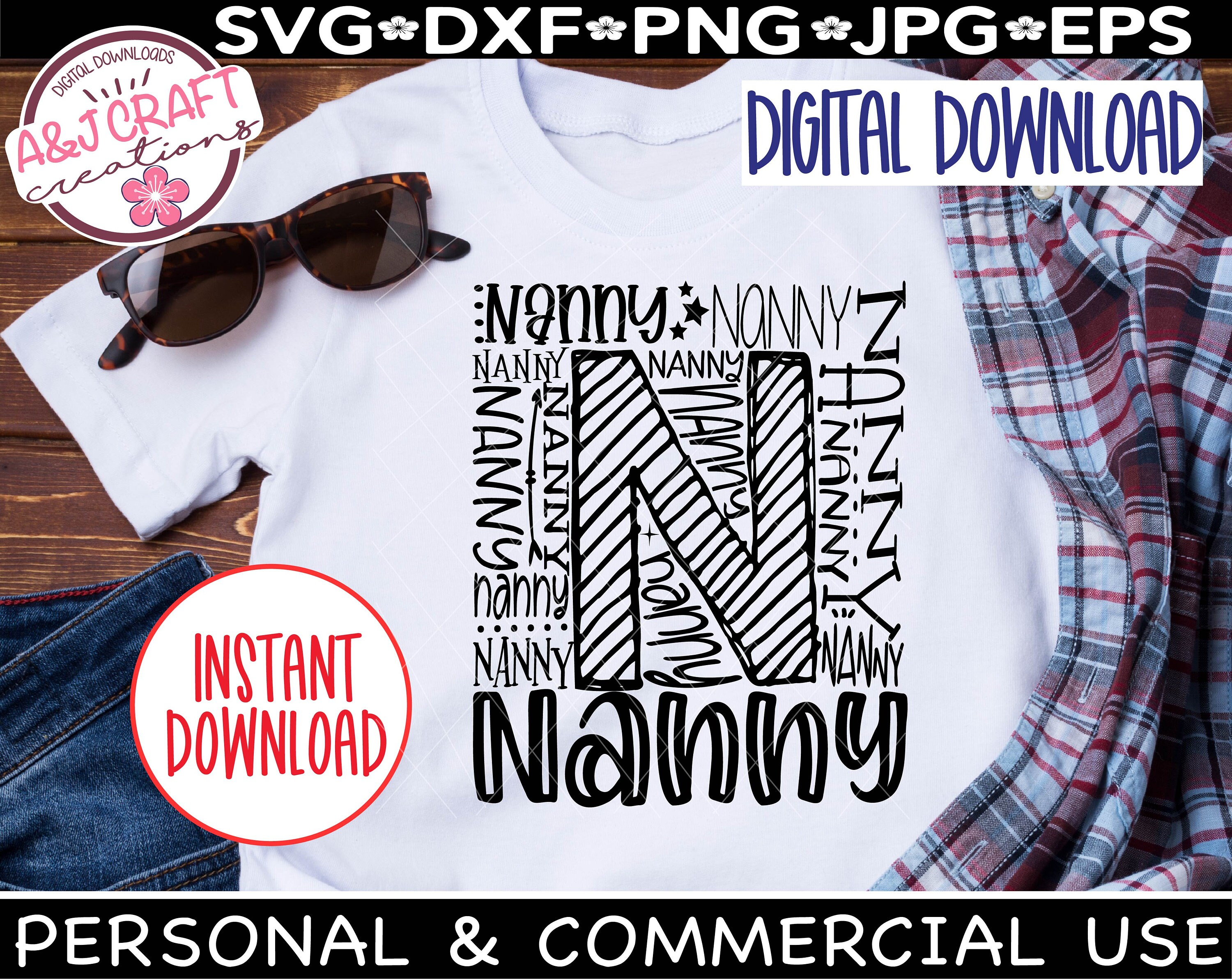 Nanny Shirt SVG Nanny Svg Nanny Png Typography Svg Blessed - Etsy