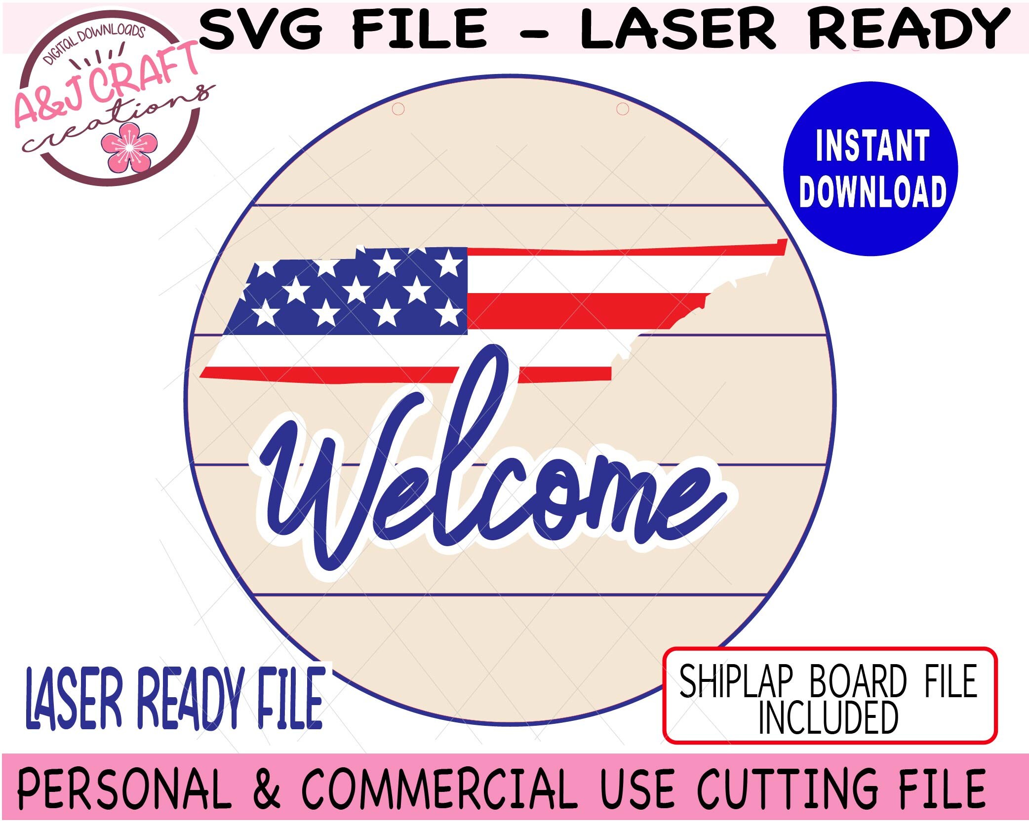 TENNESSEE Welcome Sign svg Laser Ready Svg Patriotic Welcome | Etsy