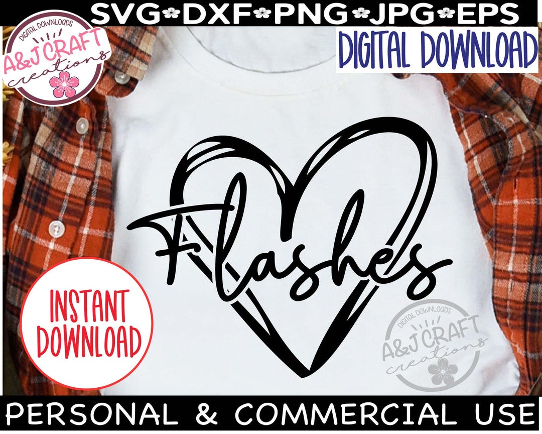 Flashes Heart SVG, Flashes Typography, Flashes Football Svg, Flashes ...