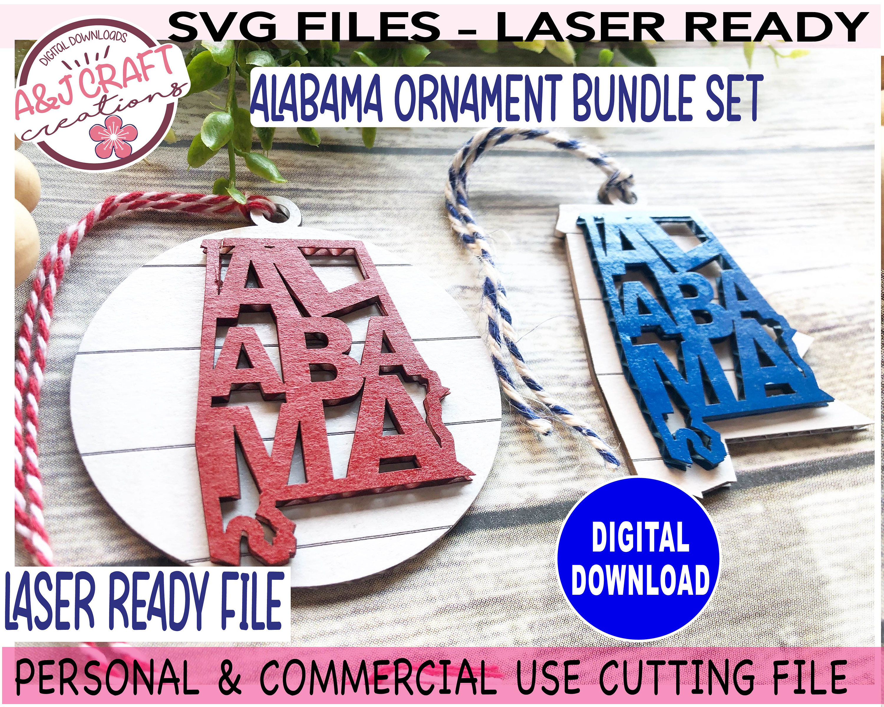 Alabama Ornament SVG BUNDLE Laser Ready File Alabama Word | Etsy