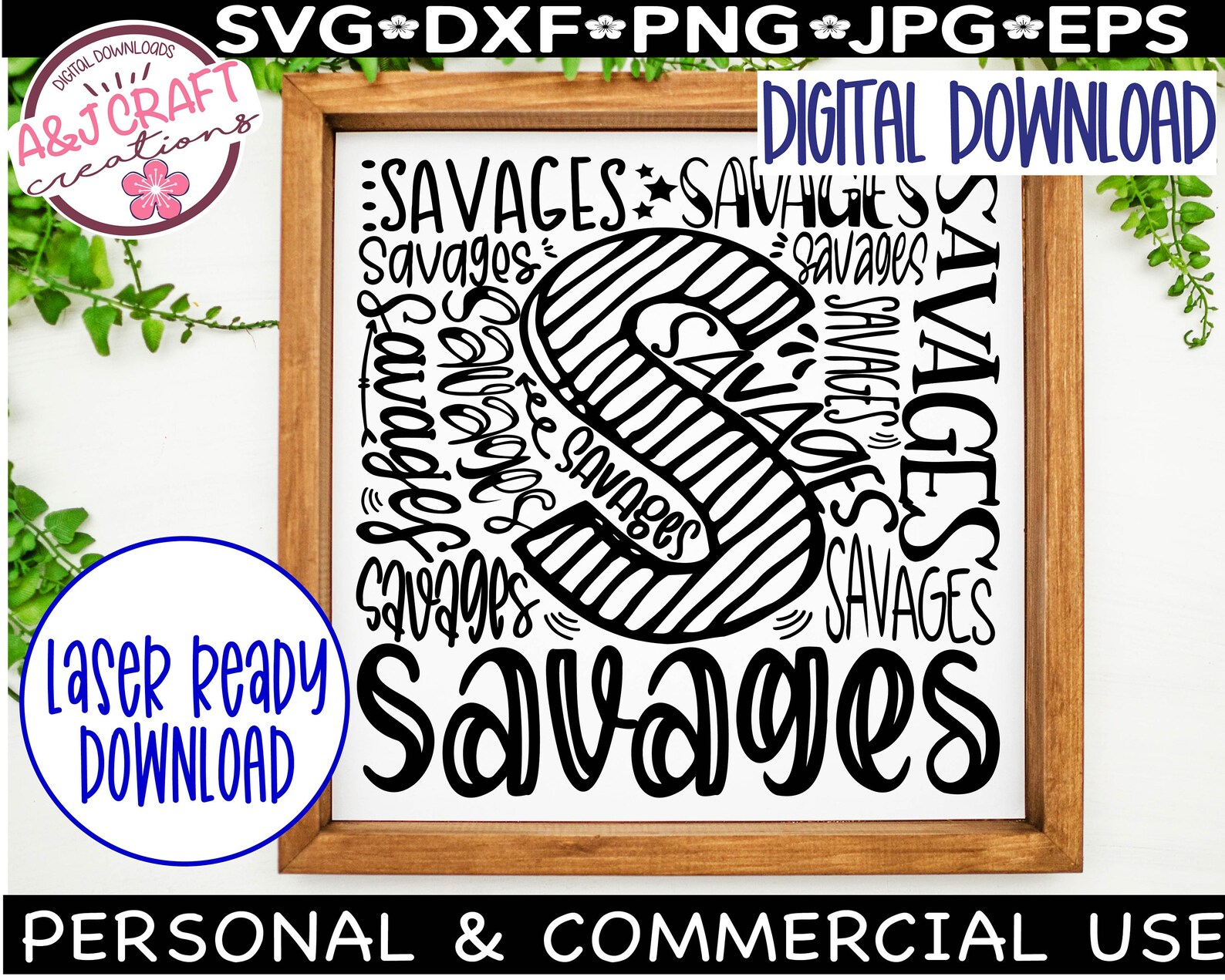 Savages Typography SVG, Savages Football Svg, Savages Team Mascot Svg ...