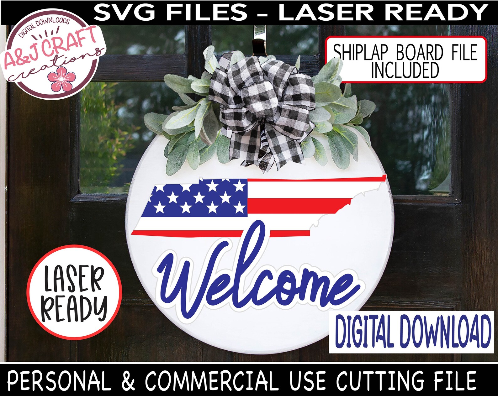 TENNESSEE Welcome Sign Svg, Laser Ready Svg, Patriotic Welcome ...
