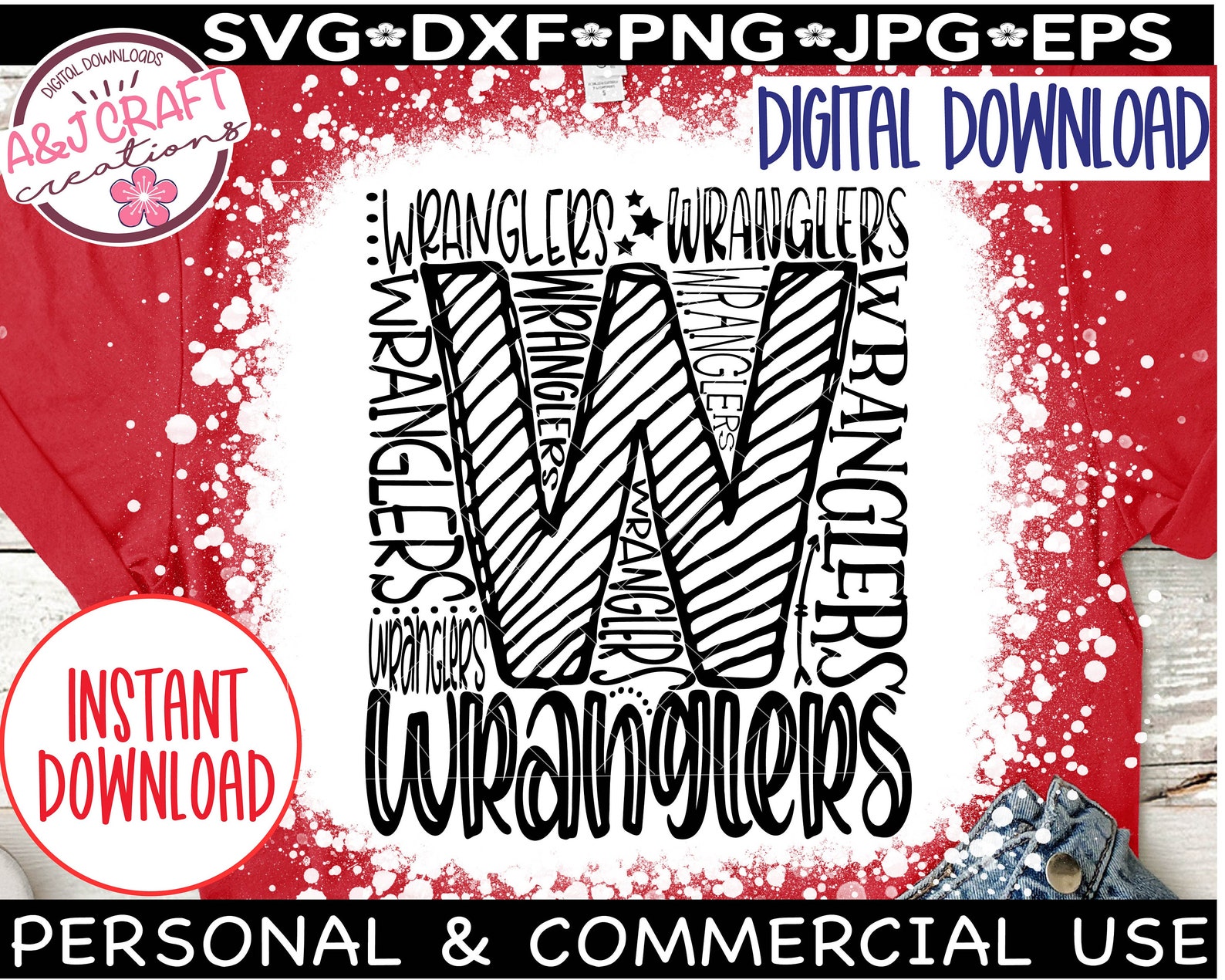 Wranglers SVG Wranglers Typography Svg Wranglers Football - Etsy