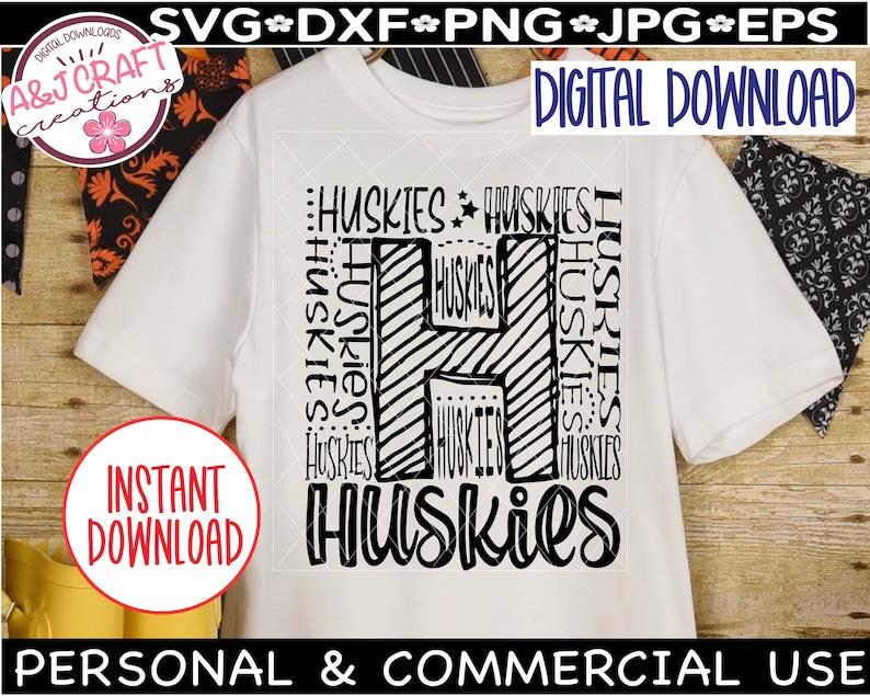 HUSKIES SVG, Huskies Football Svg, Huskies Typography Svg, Huskies Team ...