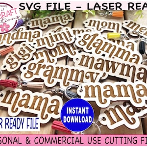 Mama Keychain Laser File, MEGA BUNDLE Laser Ready, Mama Keychain Svg ...