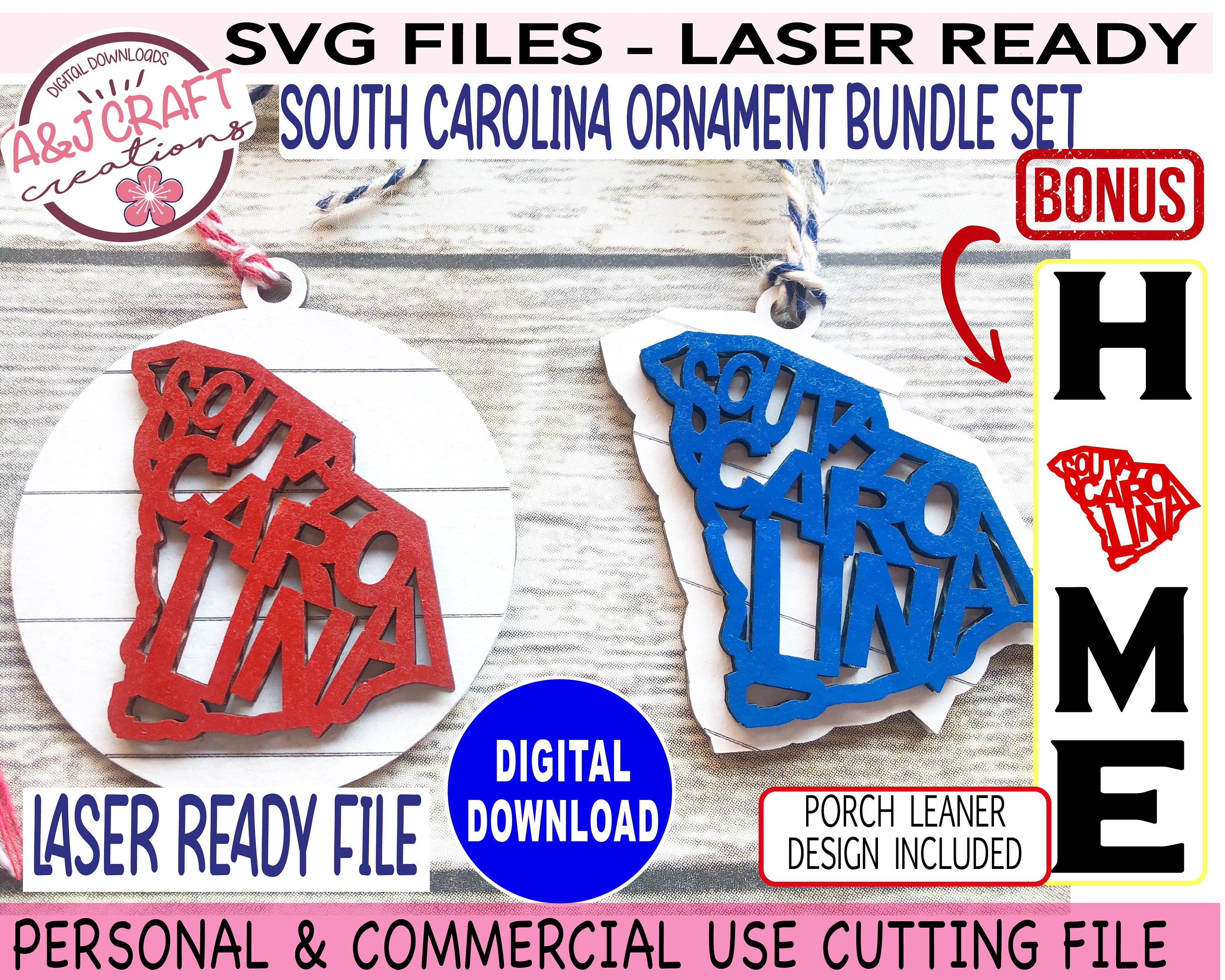 South Carolina Ornament SVG BUNDLE Laser Ready File South - Etsy