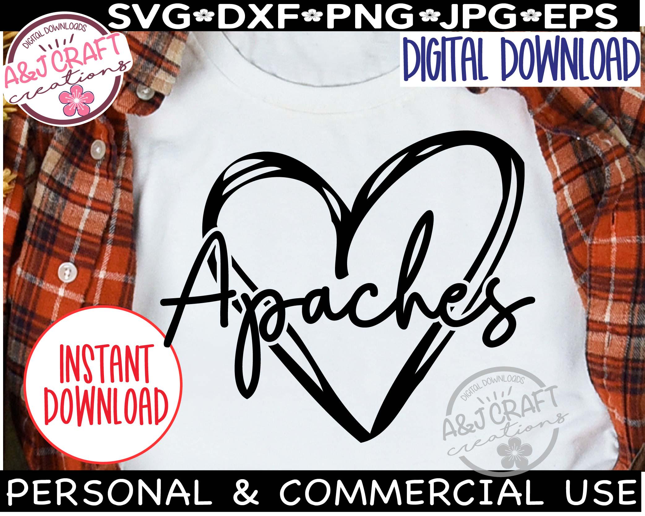 Apaches Heart SVG, Apaches Football Svg, Apaches School Team Mascot ...