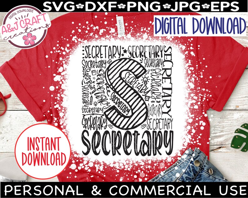 Secretary Typography SVG PNG JPG Eps Word Art Svg Typography - Etsy