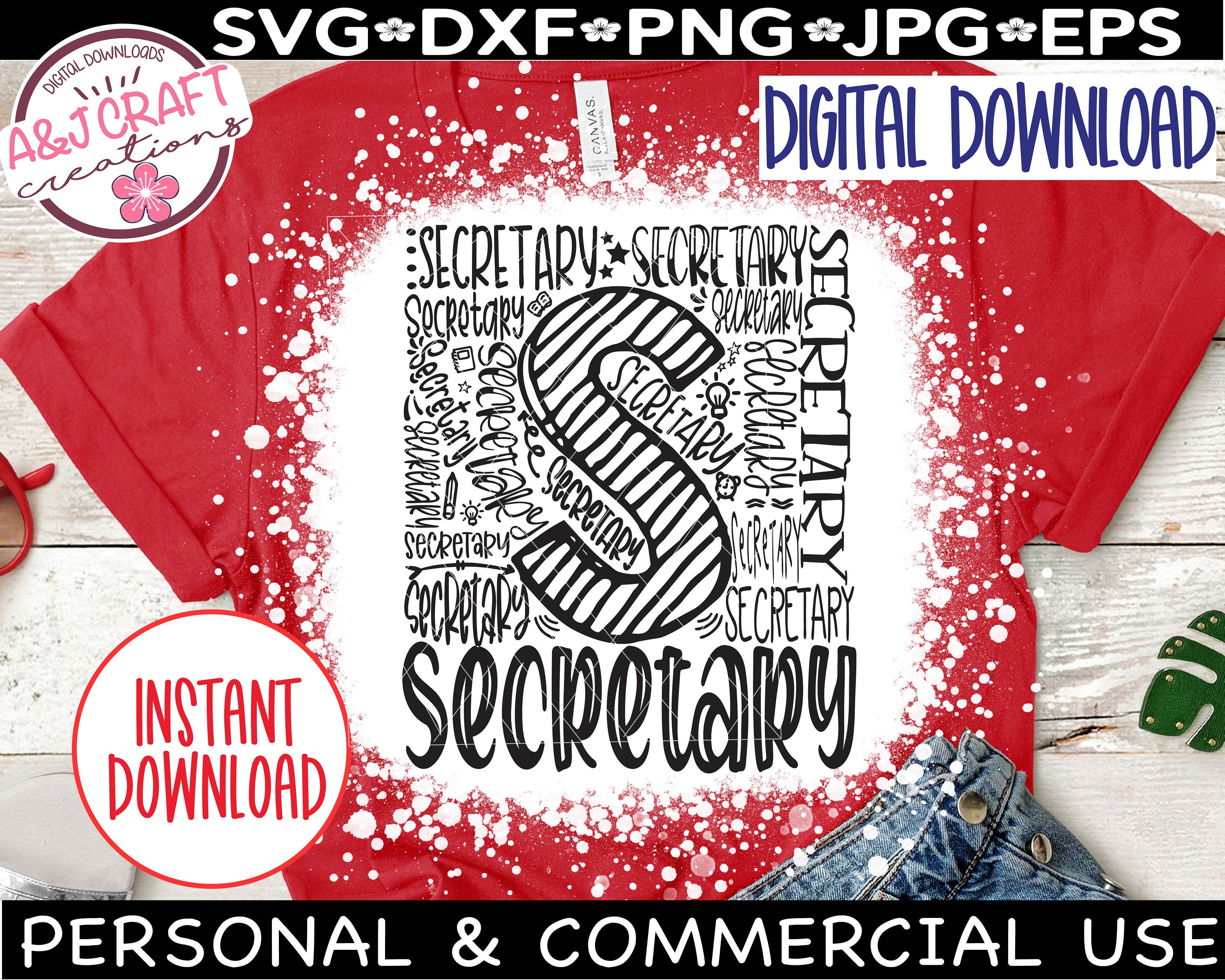 Secretary Typography SVG PNG JPG Eps Word Art Svg Typography - Etsy