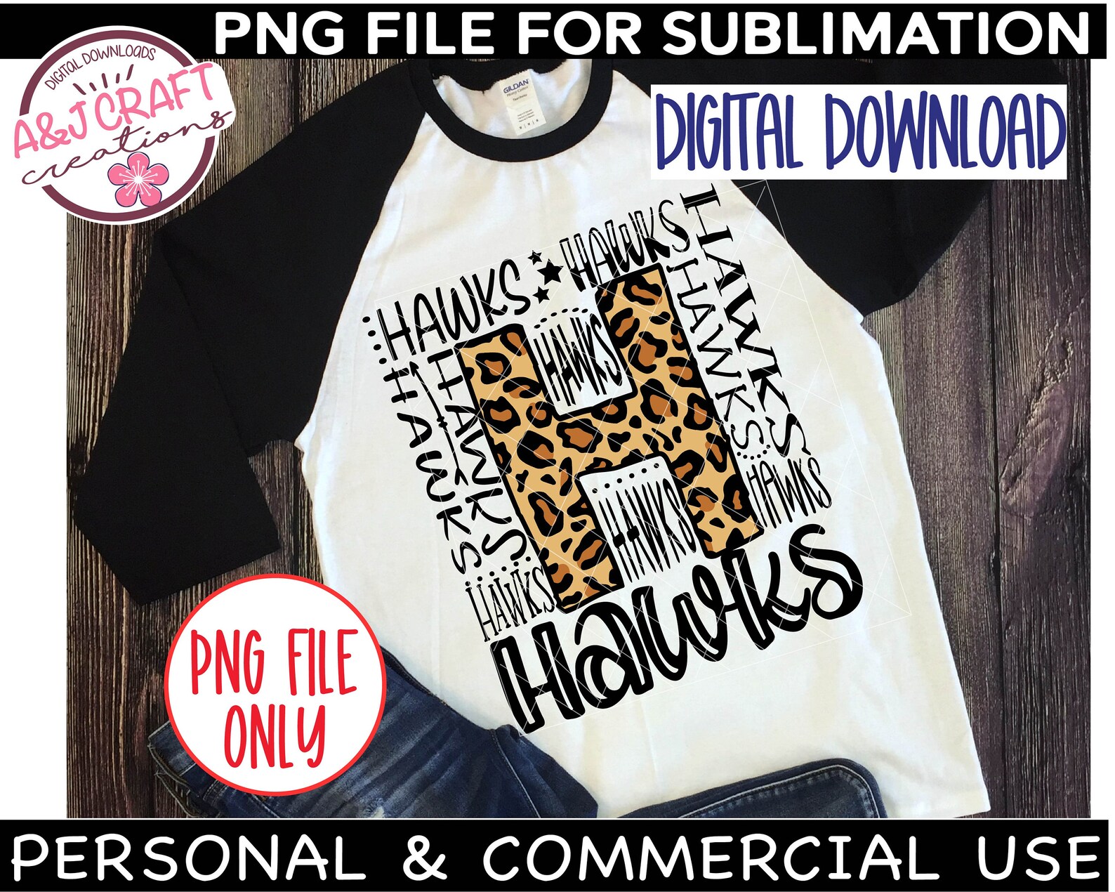 HAWKS Leopard Print PNG Hawks Sublimation Hawks Football - Etsy
