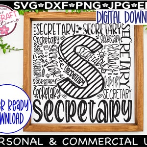 Secretary Typography SVG PNG JPG Eps, Word Art Svg, Typography Svg ...