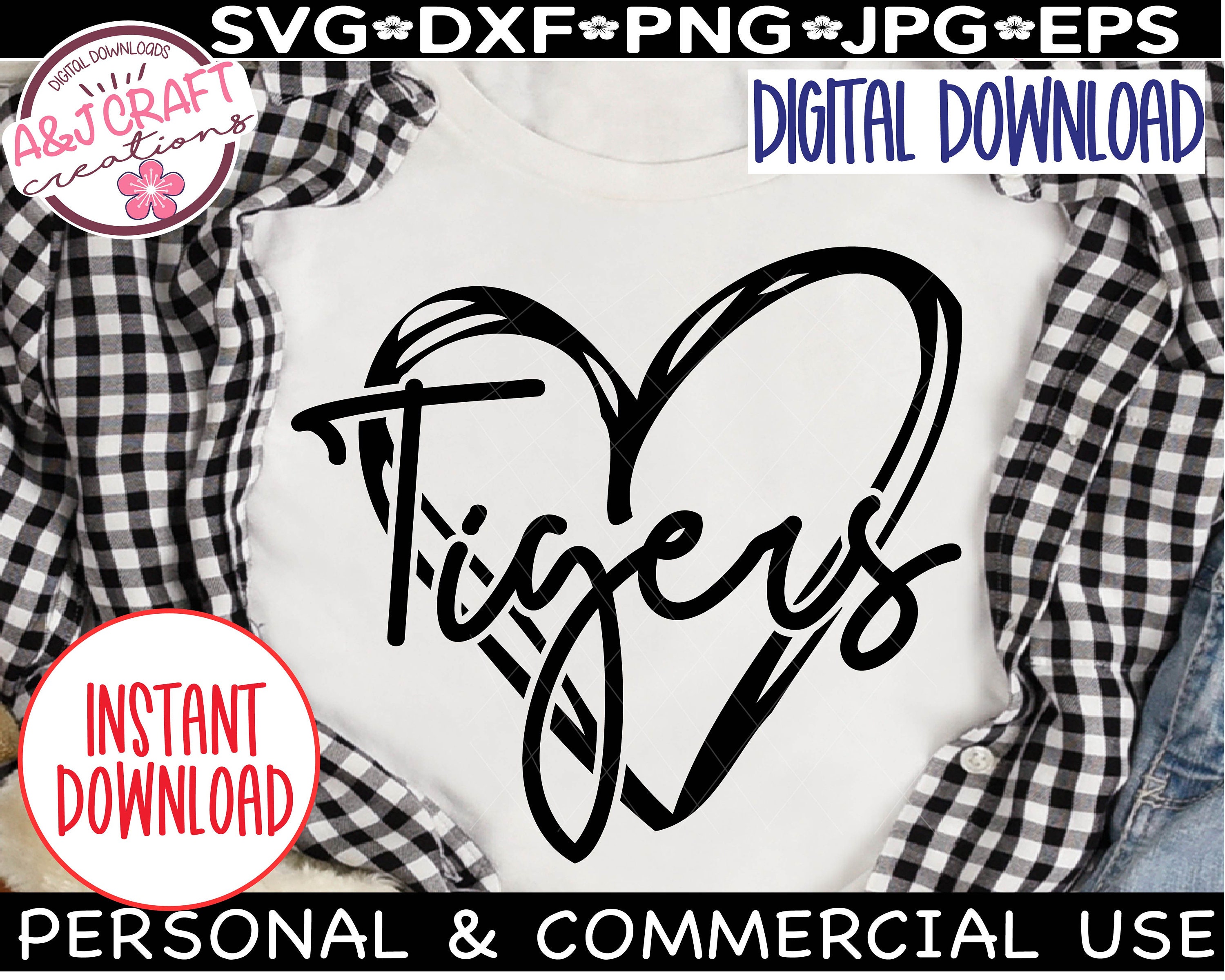 Tigers Heart Svg Tigers Svg Tigers Football SVG Tigers - Etsy