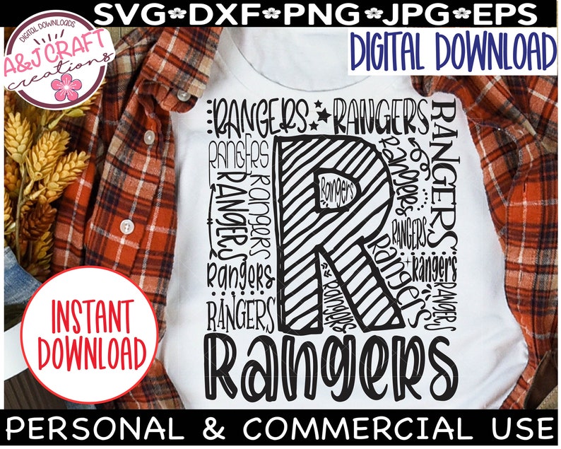 Rangers SVG, Rangers Word Art Svg, Rangers Typography Svg, Rangers ...
