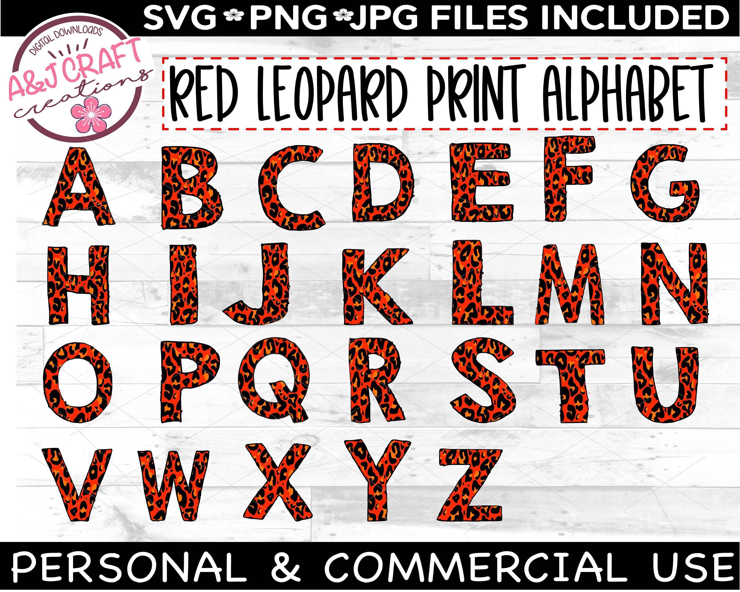 RED Leopard Print Alphabet Png Leopard Print Alphabet Svg - Etsy