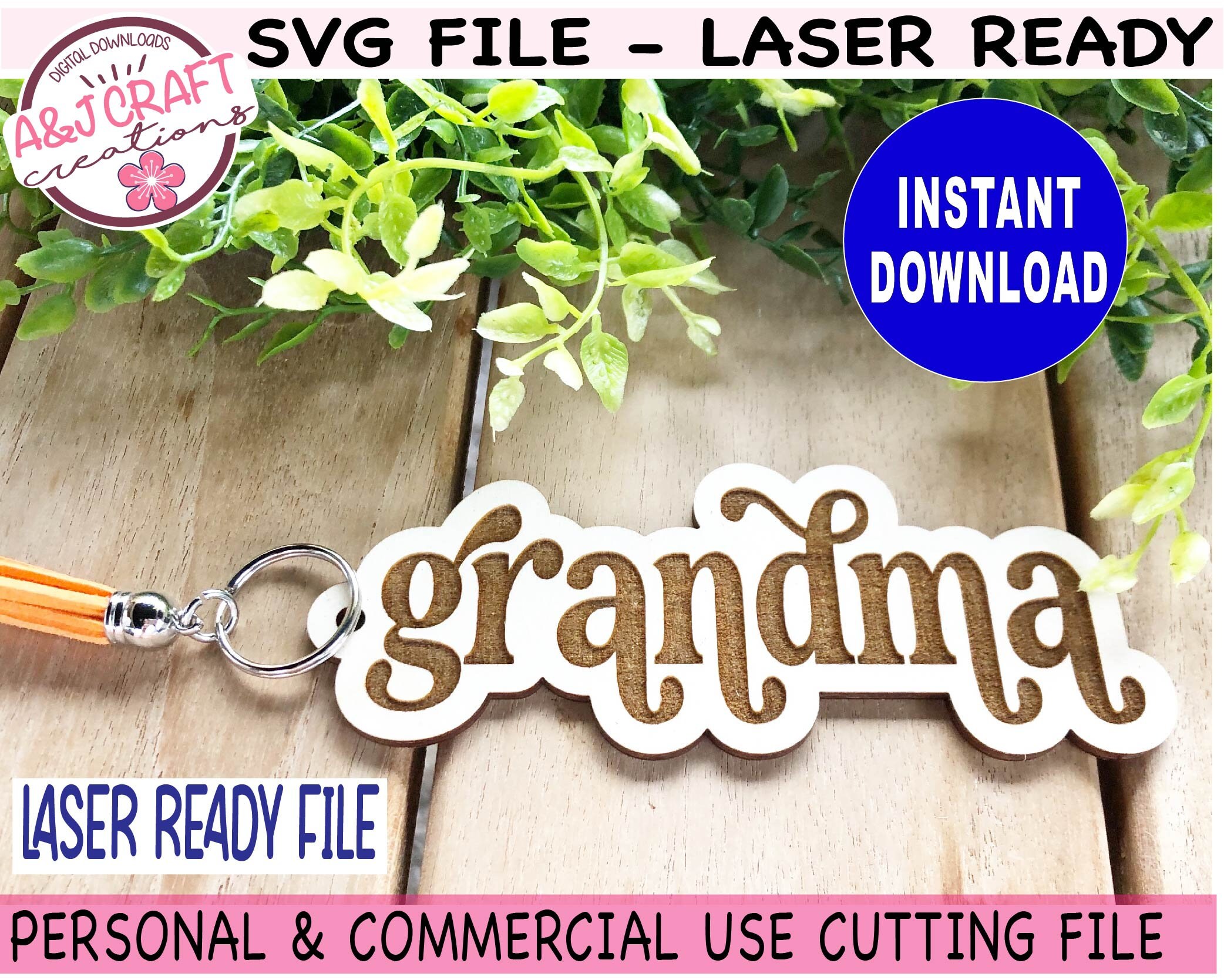 Grandma Keychain Laser Ready File Grandma SVG Grandma - Etsy