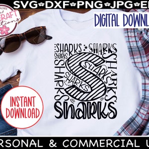Sharks SVG, Sharks Football Svg, Sharks Volleyball Png, Sharks Baseball ...