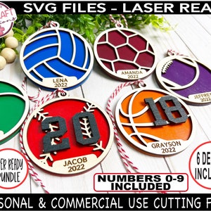 Sports Bundle Ornament SVG, Baseball Ornament Svg, Football Ornament ...