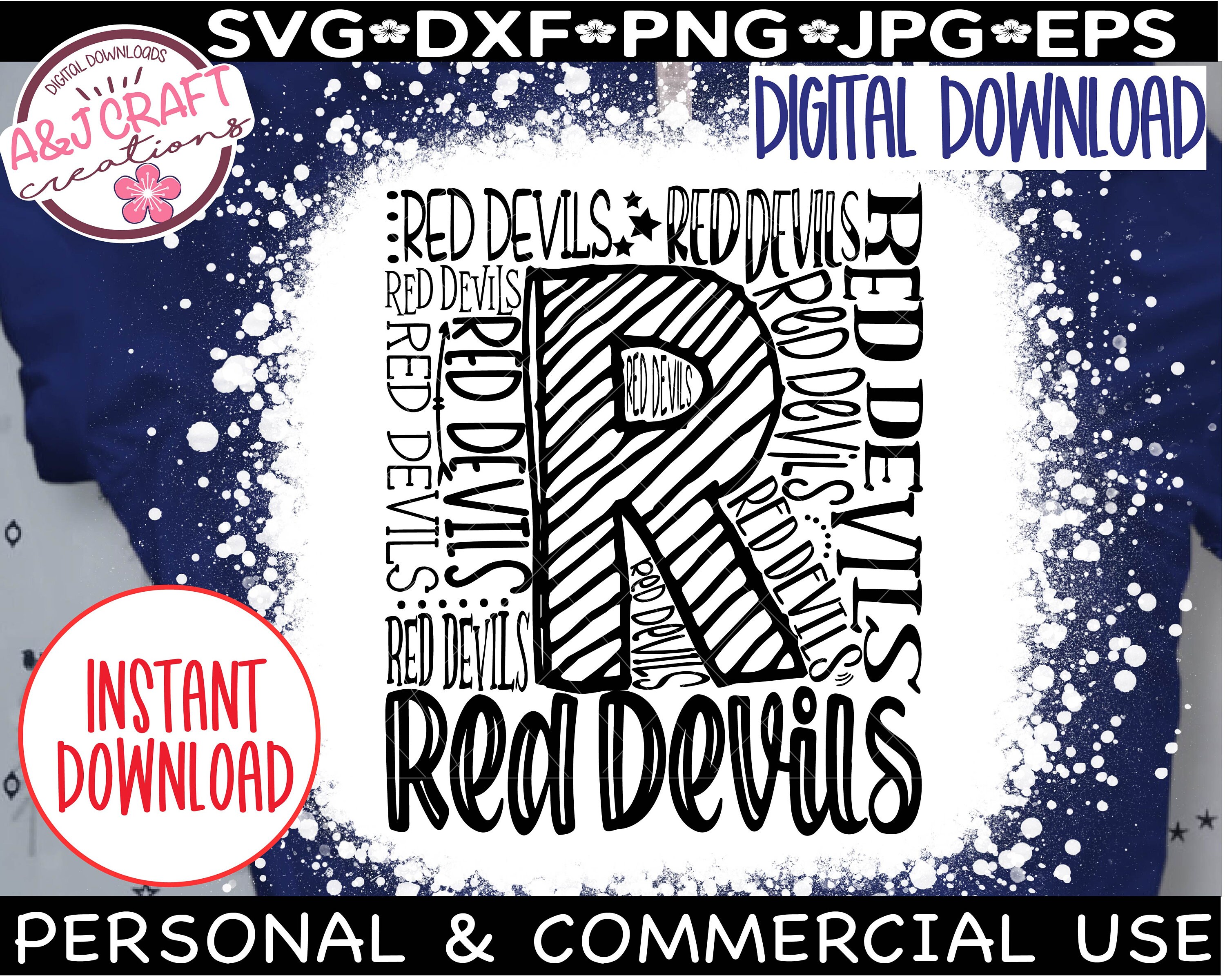 RED DEVILS SVG Red Devils Typography Red Devil Football Red - Etsy