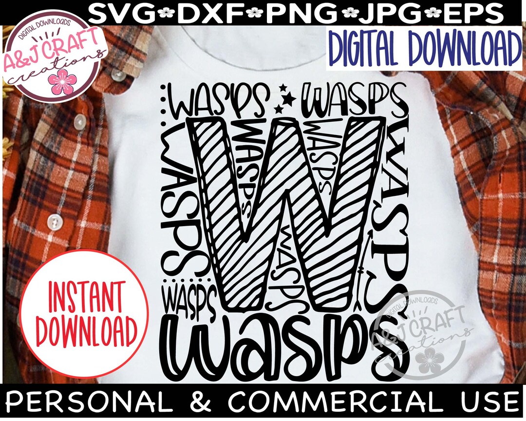 Wasps Typography SVG, Wasps Baseball, Wasps School Mascot, Wasps Shirt ...