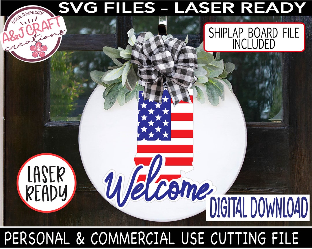 INDIANA Welcome Sign Svg, Laser Ready Svg, Patriotic Welcome Indiana ...