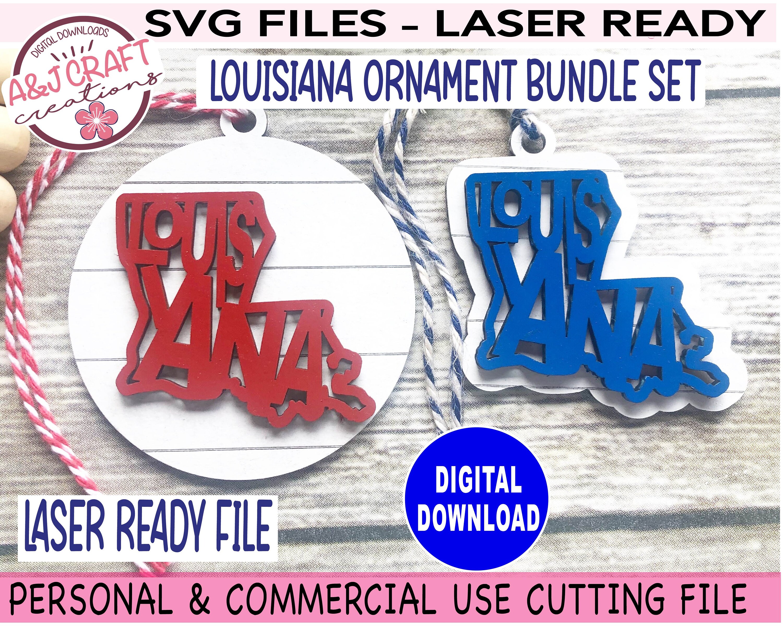 Louisiana Ornament SVG BUNDLE Laser Ready File Louisiana - Etsy