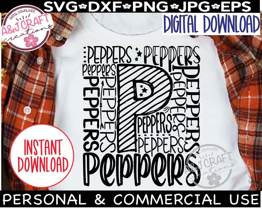 Peppers Typography SVG, Peppers Football Svg, Typography Svg, Peppers ...