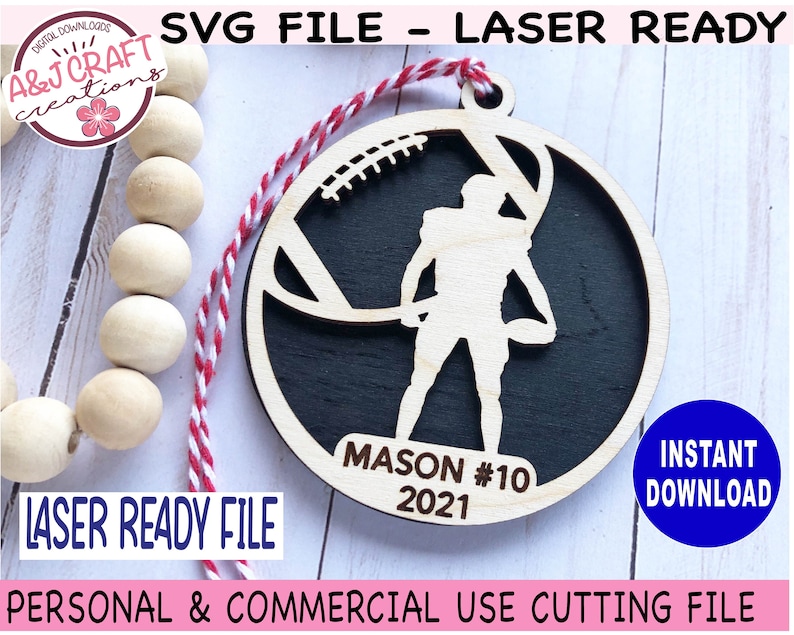Football Ornament SVG Bundle, Football Ornament Laser File, Football ...