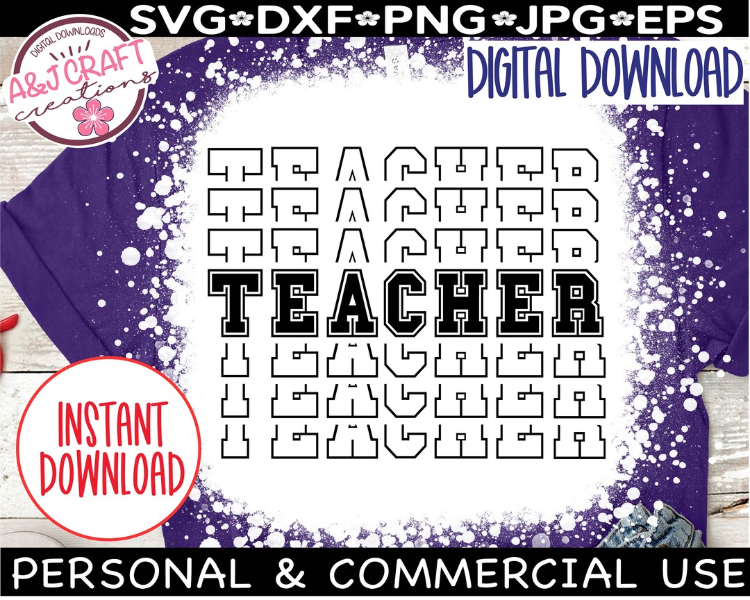Teacher SVG, Stacked Teacher Svg, Teacher Svg Shirt, Teacher T-shirt ...