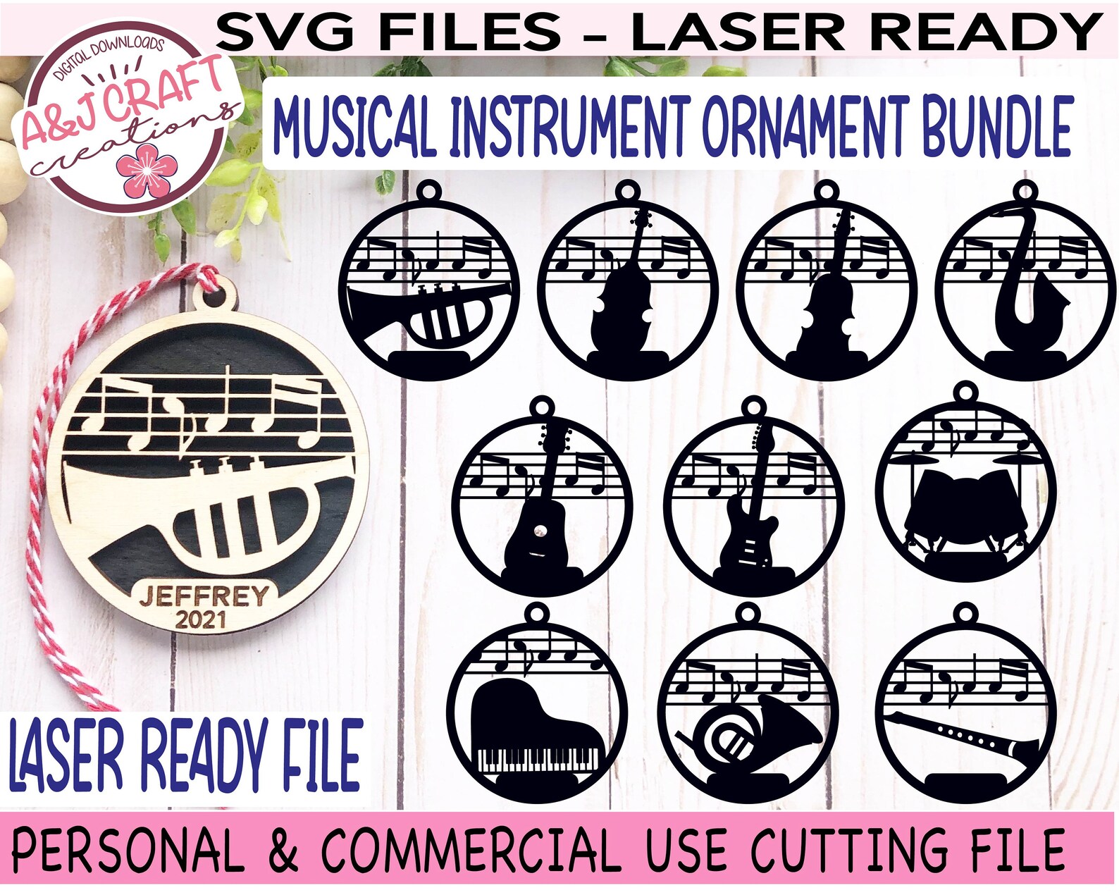 Musical Instrument Ornament BUNDLE SVG Music Ornament Svg - Etsy
