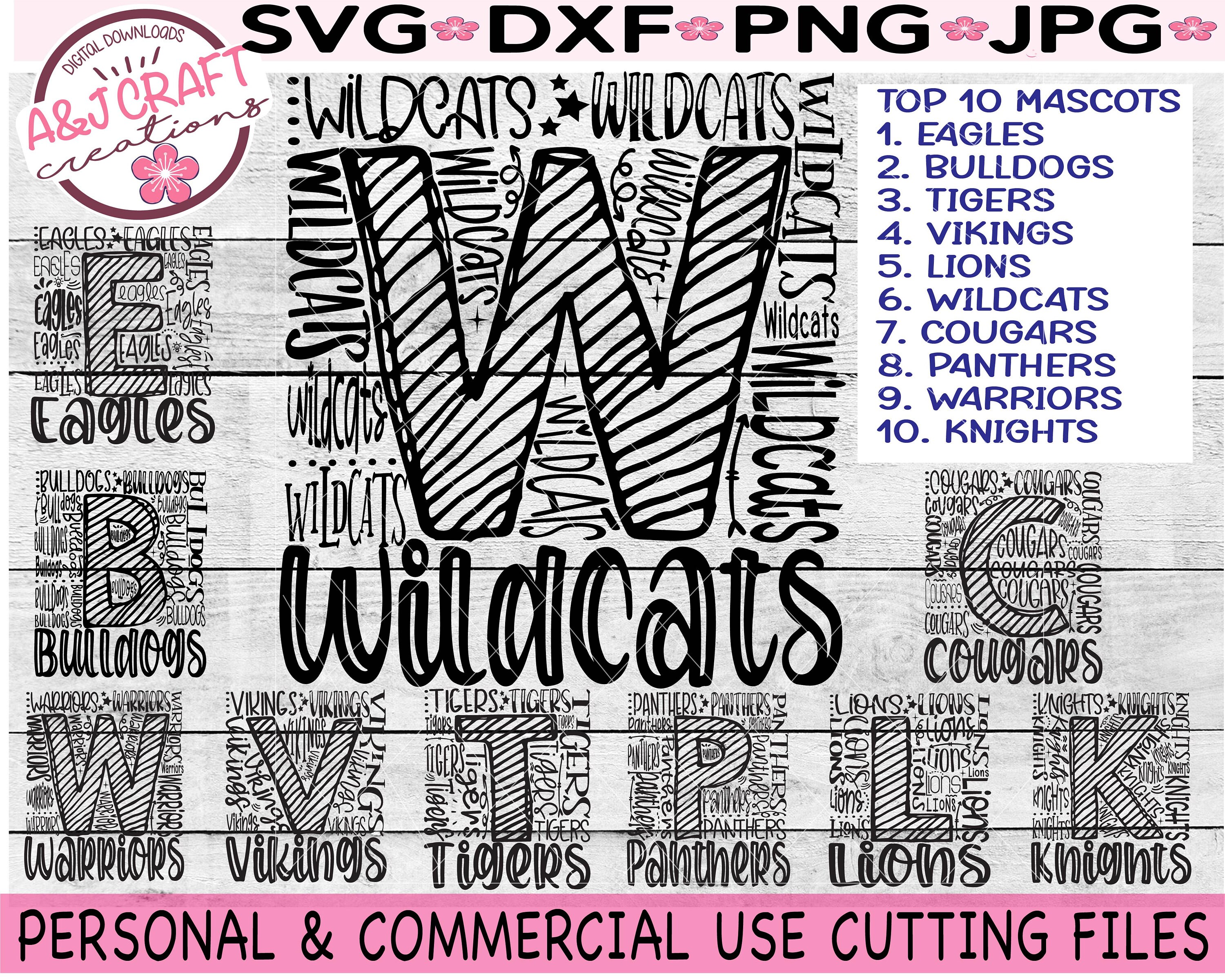 School Mascot Bundle svg School Spirit Shirt svg typography | Etsy