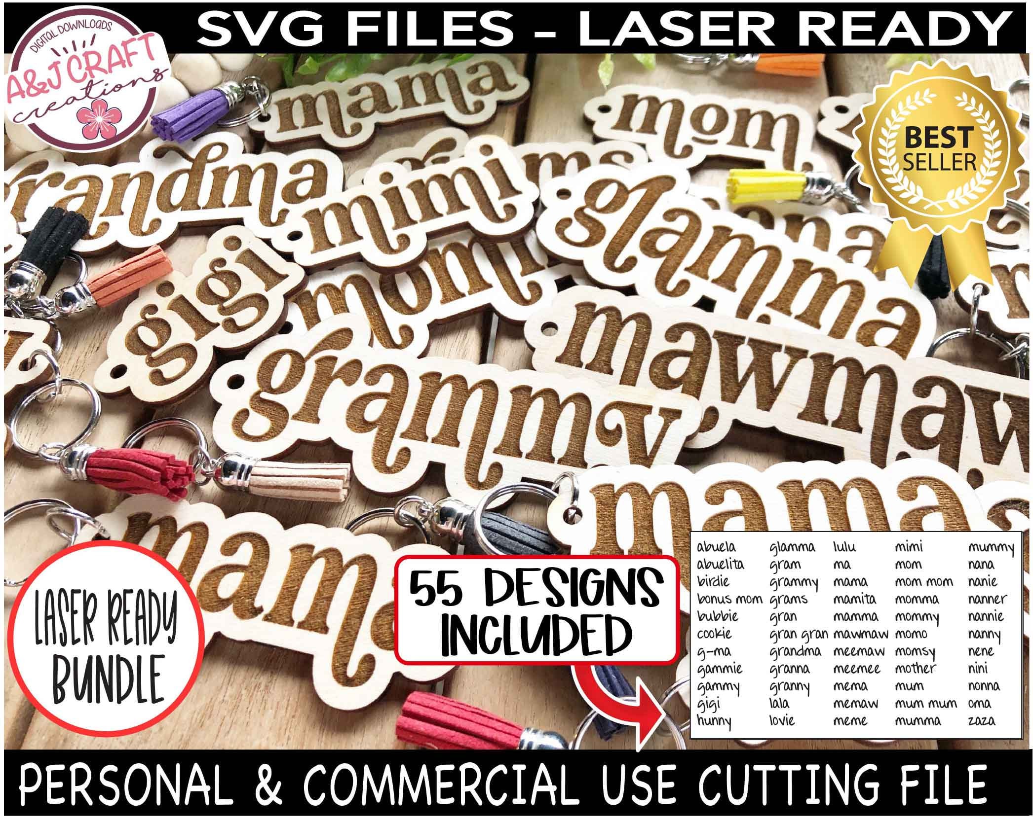 Mama Keychain Laser File, MEGA BUNDLE Laser Ready, Mama Keychain Svg ...