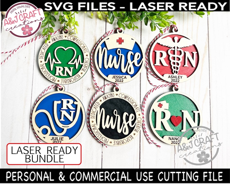 RN Nurse Ornament Svg BUNDLE Nurse Laser Cut File Pharmacist - Etsy