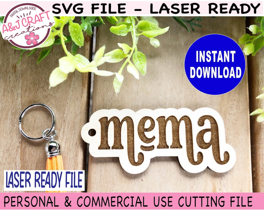 Mema Keychain Laser Ready File, Mema SVG, Mema Keychain Svg, Glowforge ...