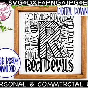 RED DEVILS SVG, Red Devils Typography, Red Devil Football, Red Devils ...